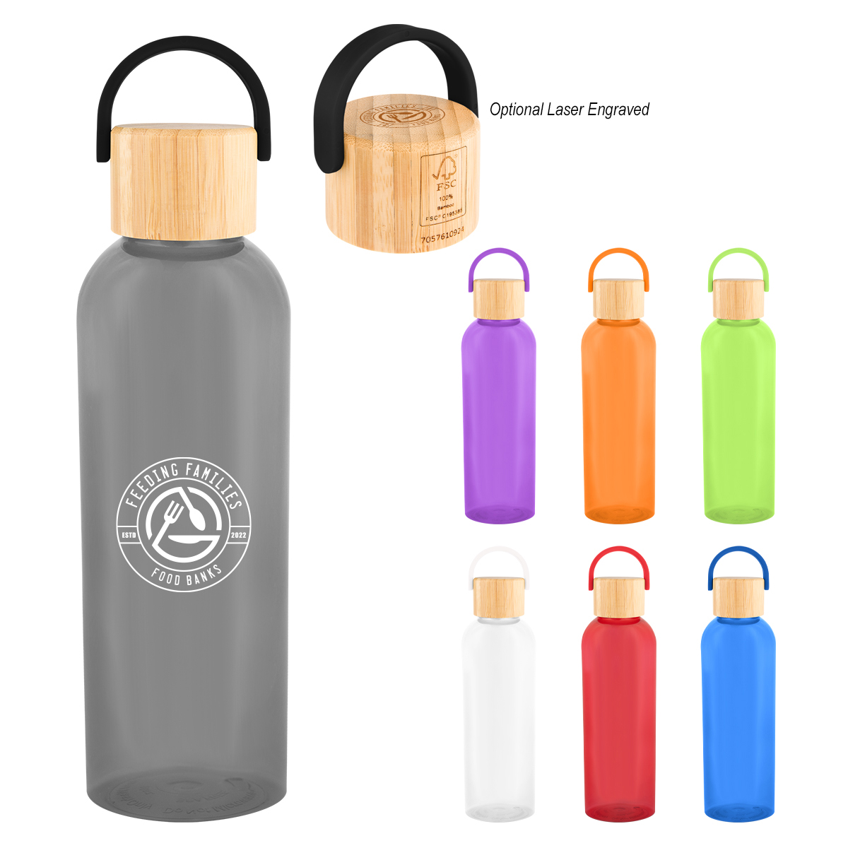 20 Oz. Ally rPET Bottle With Bamboo Lid And Easy Carry Handle ...