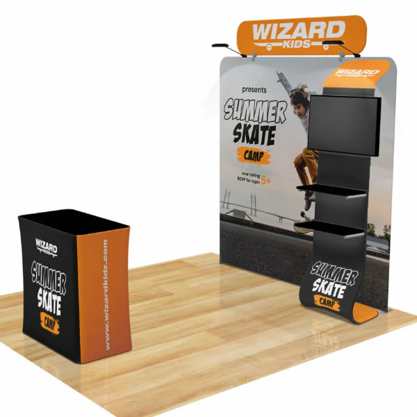 Display Booth with Waterfall Shelving 10ft - IslaPRomo.com